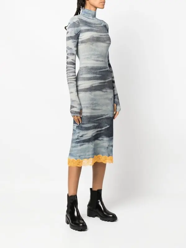 DIESEL® Tie-dye Ribbed Knit Midi Dress