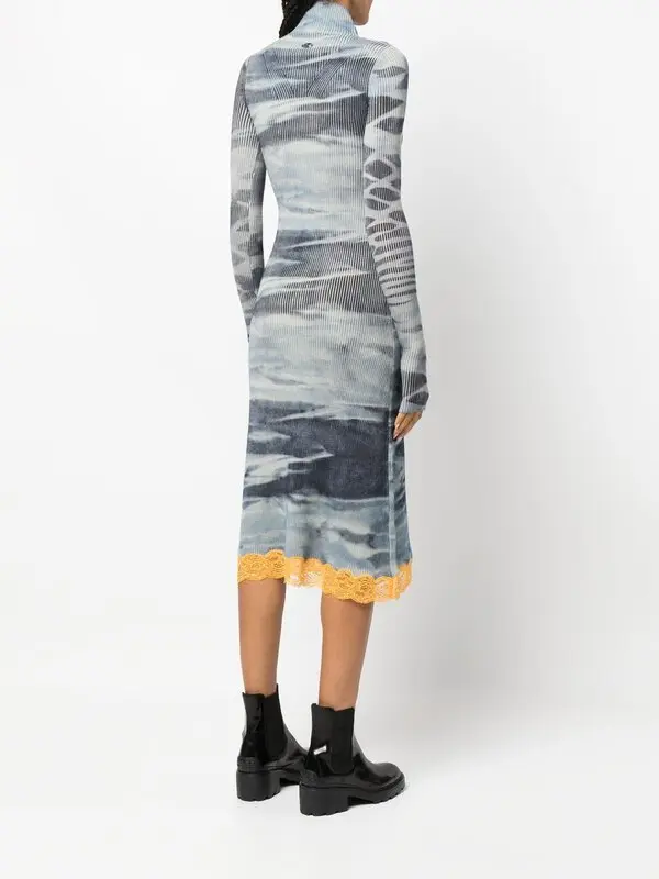 DIESEL® Tie-dye Ribbed Knit Midi Dress