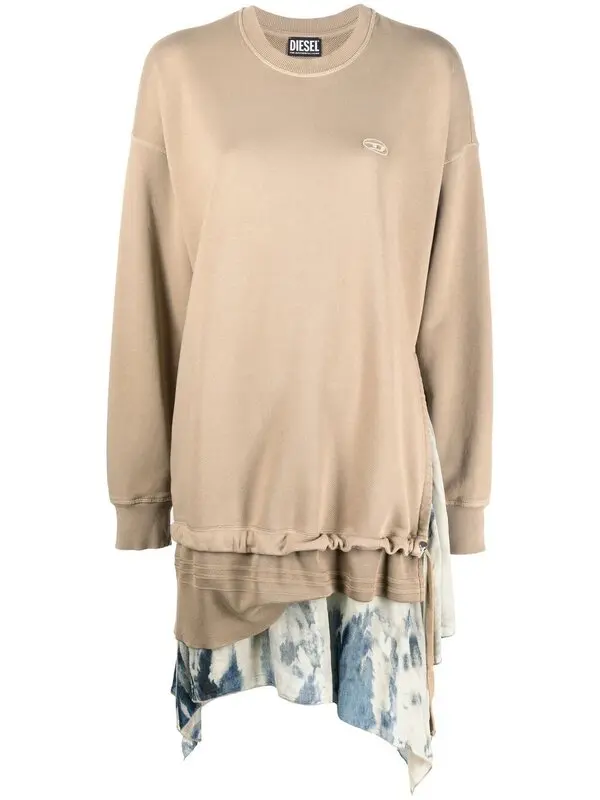 DIESEL® Rolly Chiffon-trim Sweater Dress