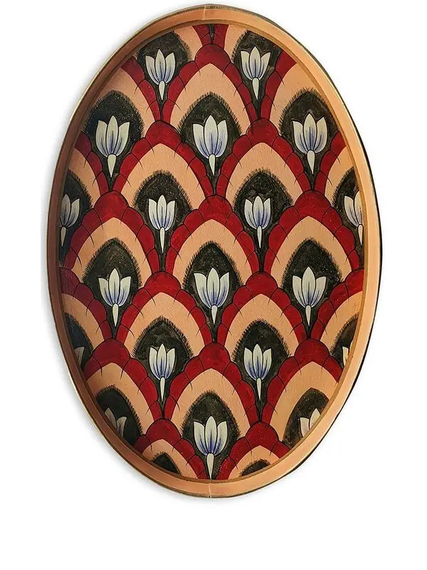 LES-OTTOMANS Hand-painted Iron Tray - Red
