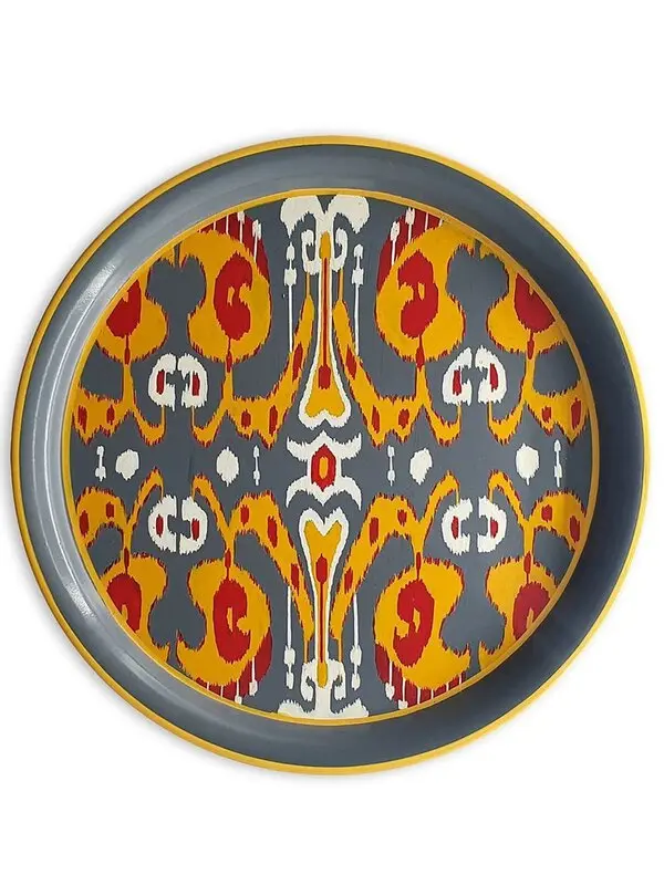 LES-OTTOMANS Abstract-print Hand-painted Tray - Grey