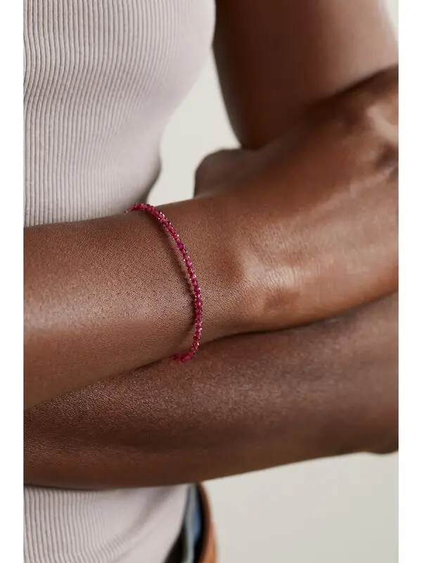 Jia Jia Net Sustain Birthstone 14-karat Beaded Bracelet - Red