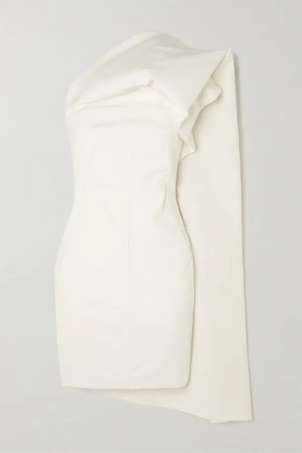 Rick Owens Aphrodite One-shoulder Cape-effect Cloqué Mini Dress - White