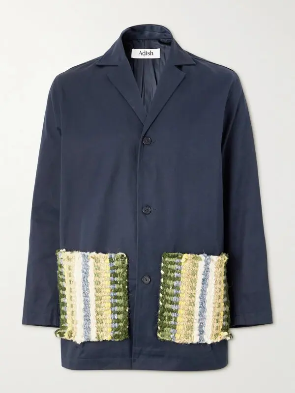 ADISH Wool-trimmed Cotton-twill Overcoat - Blue