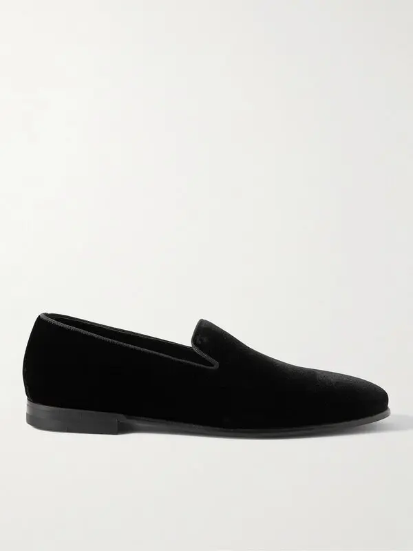 Manolo Blahnik Mario Grosgrain-trimmed Velvet Loafers