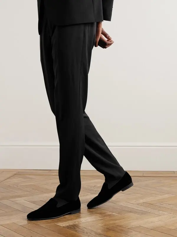Manolo Blahnik Mario Grosgrain-trimmed Velvet Loafers
