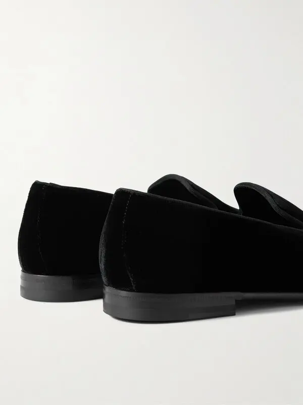 Manolo Blahnik Mario Grosgrain-trimmed Velvet Loafers