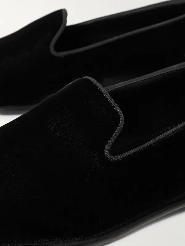 Manolo Blahnik Mario Grosgrain-trimmed Velvet Loafers