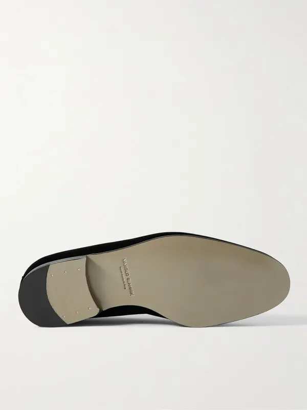 Manolo Blahnik Mario Grosgrain-trimmed Velvet Loafers
