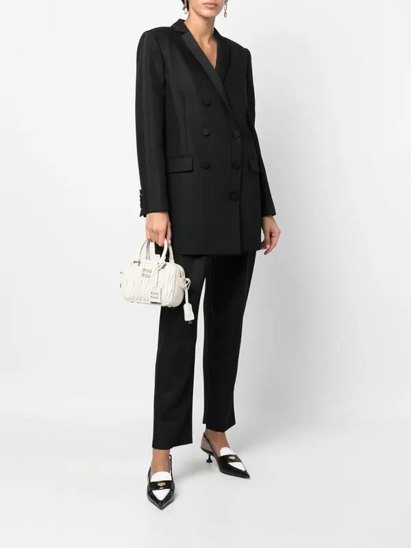Miu Miu Matelassé Tote Bag With Logo Plaque - White