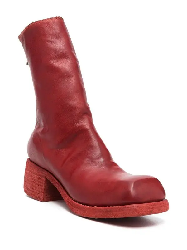 Guidi Rear-zip Horse Leather Boots - Red