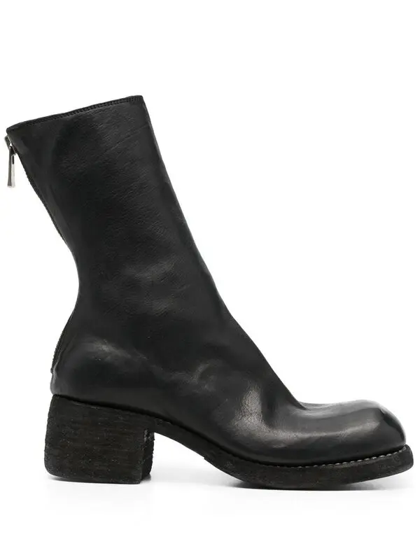 Guidi Rear-zip Leather Boots - Black