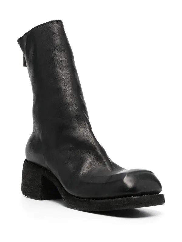 Guidi Rear-zip Leather Boots - Black
