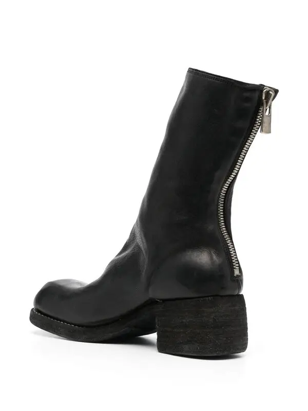 Guidi Rear-zip Leather Boots - Black