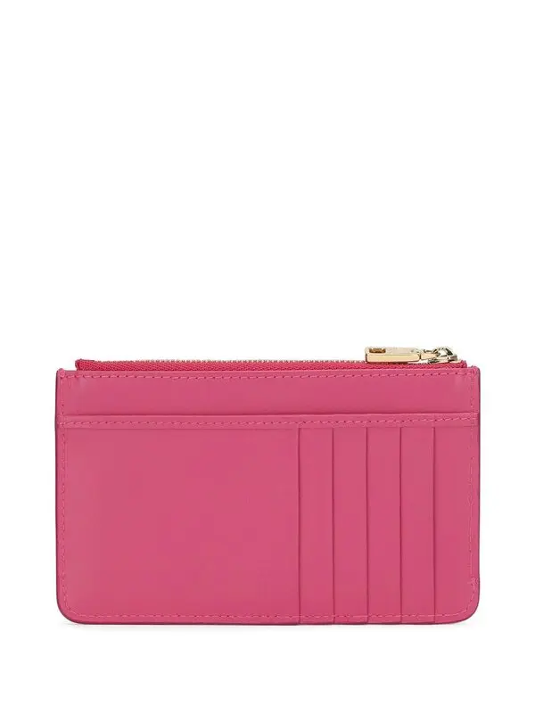 Dolce & Gabbana Dg-logo Embossed Zip-up Card Holder - Pink