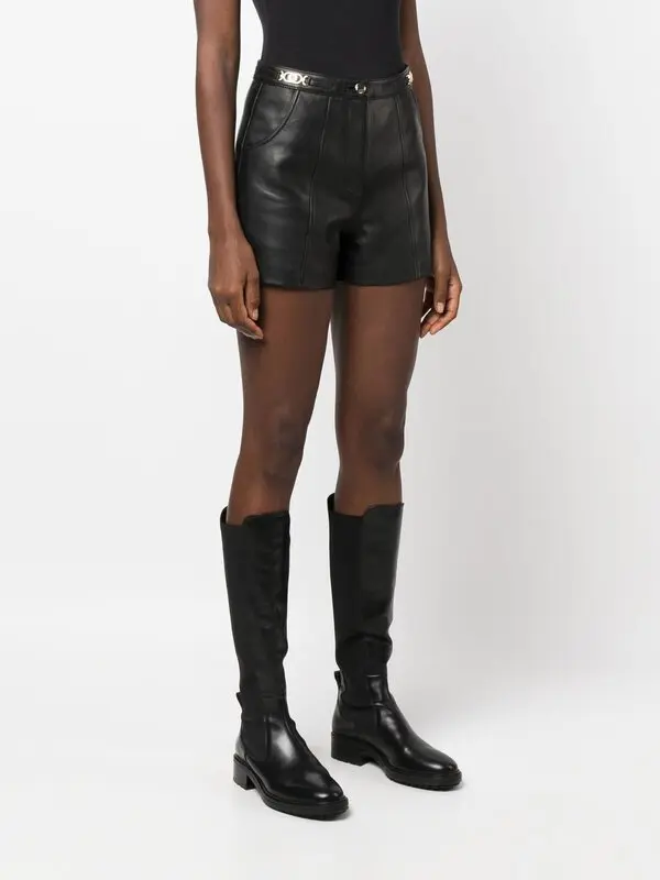 Maje Leather Logo Plaque Shorts