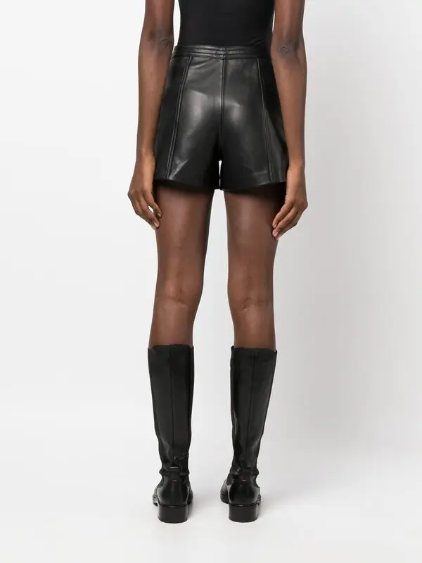 Maje Leather Logo Plaque Shorts