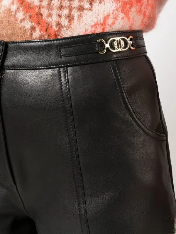 Maje Leather Logo Plaque Shorts