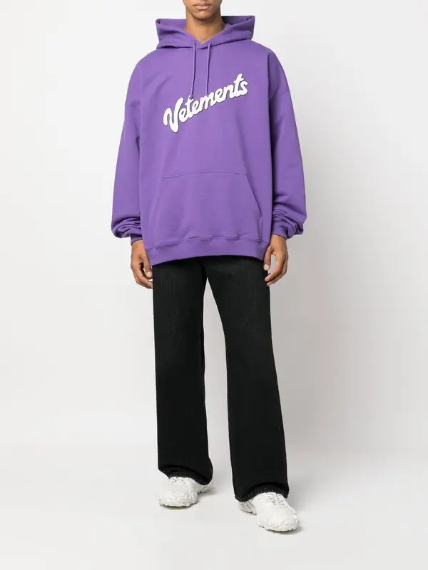 Vetements Sweet Logo-Print Drawstring Hoodie In Purple - 34% Off