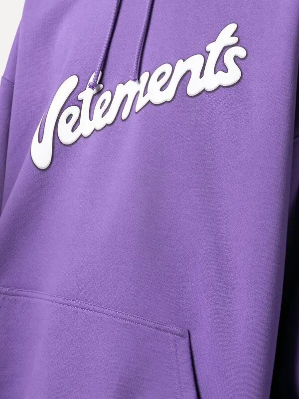Vetements Sweet Logo-Print Drawstring Hoodie In Purple - 34% Off