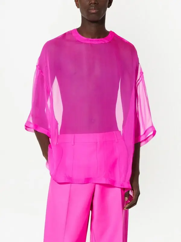 Valentino Garavani Crew Neck Chiffon Top