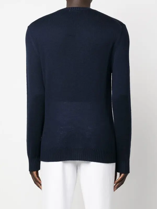 JIL SANDER Embroidered-logo Crew Neck Jumper - Blue