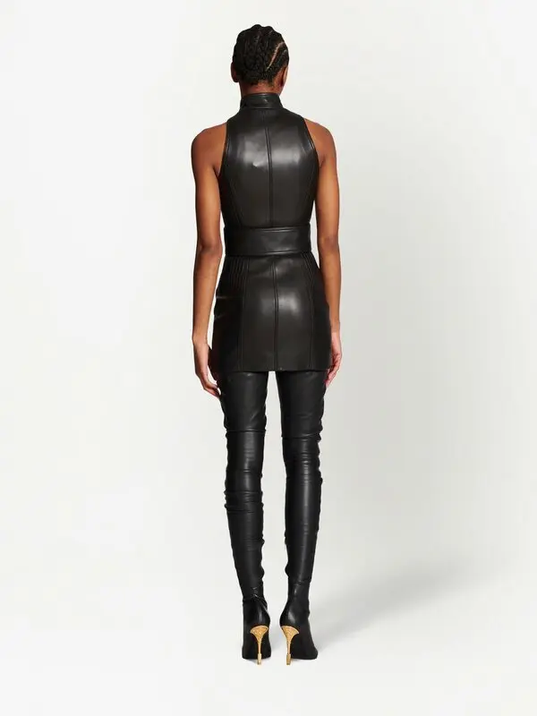 Balmain Zip-up Leather Mini Dress