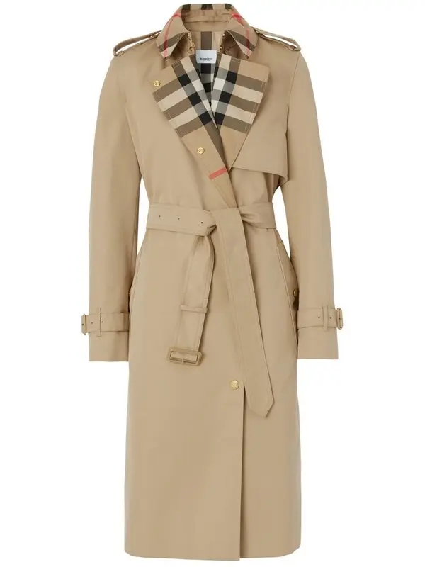 Burberry Check-panel Trench Coat - Neutrals