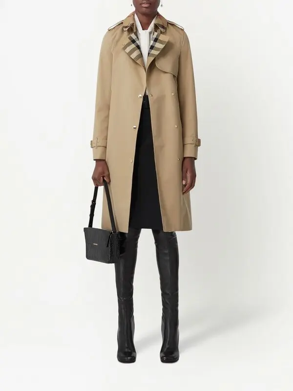 Burberry Check-panel Trench Coat - Neutrals