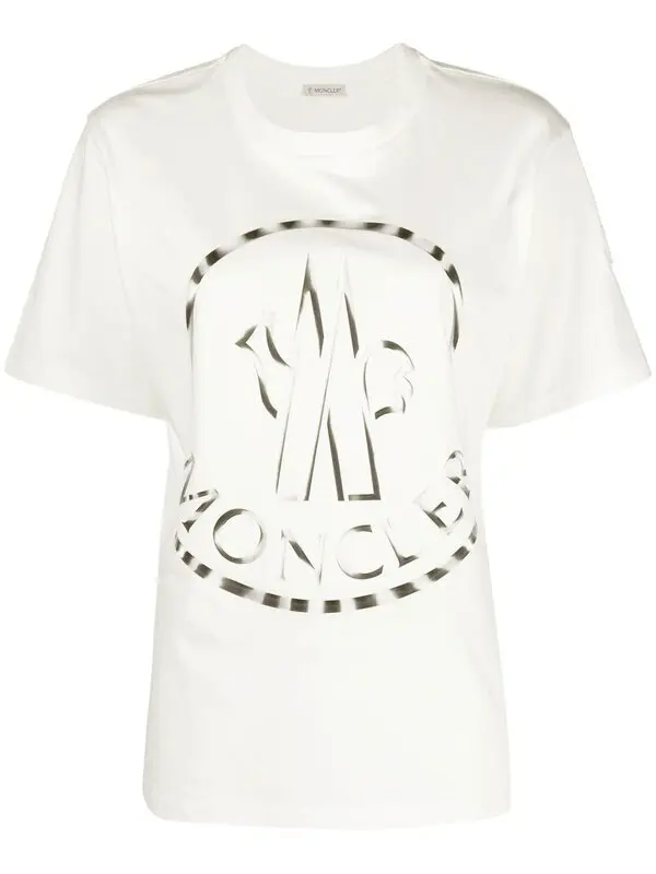 Moncler Bi-colour Logo-print T-shirt - White