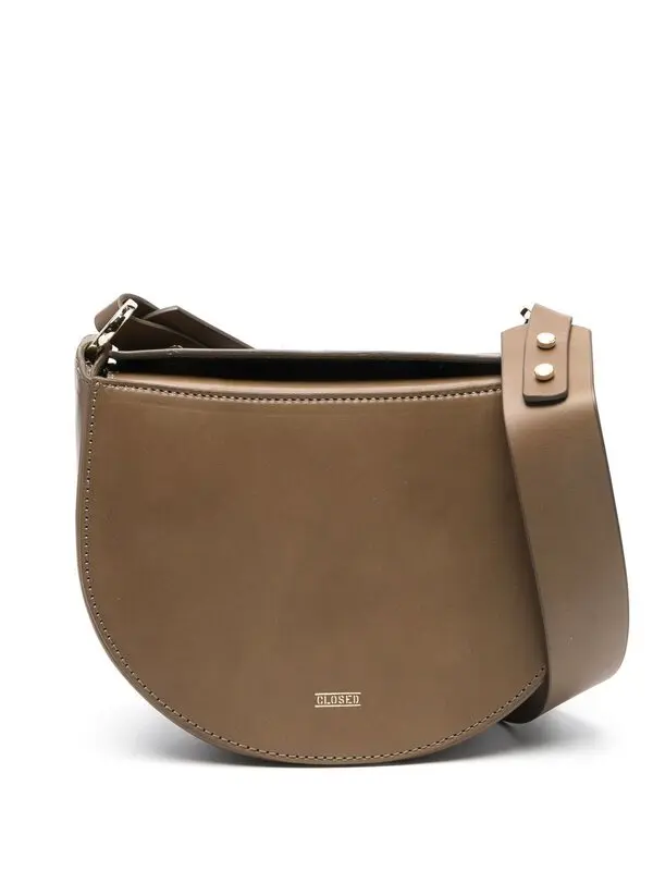 Closed Half-round Embossed-logo Shoulder Bag