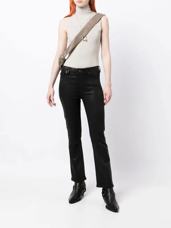 Paige Claudine Coated Flared Jeans - Black
