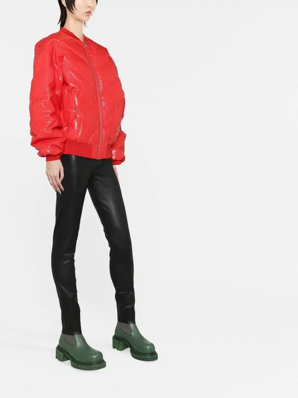 Remain Birger Christensen Crocodile-embossed Padded Bomber Jacket