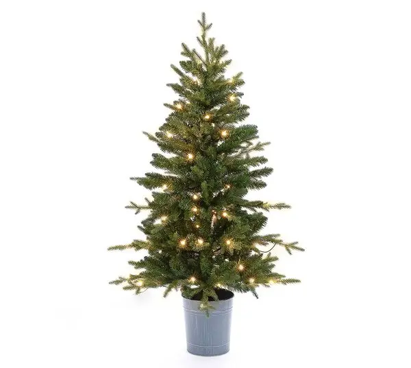 LUXEN HOME Luxenhome 4' Pre-lit Pvc/pe Artificial Fir Chri Stmas Tree - One-color