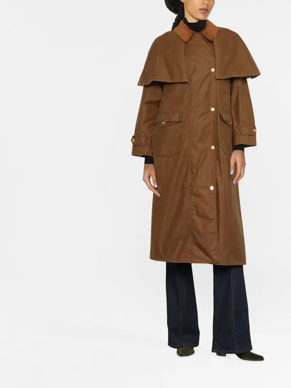Barbour X Alexa Chung Elizabeth Waxed Trench Coat In Brown 50