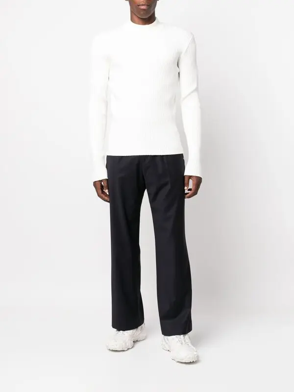 COURREGES Ribbed-knit Logo Patch Jumper - White
