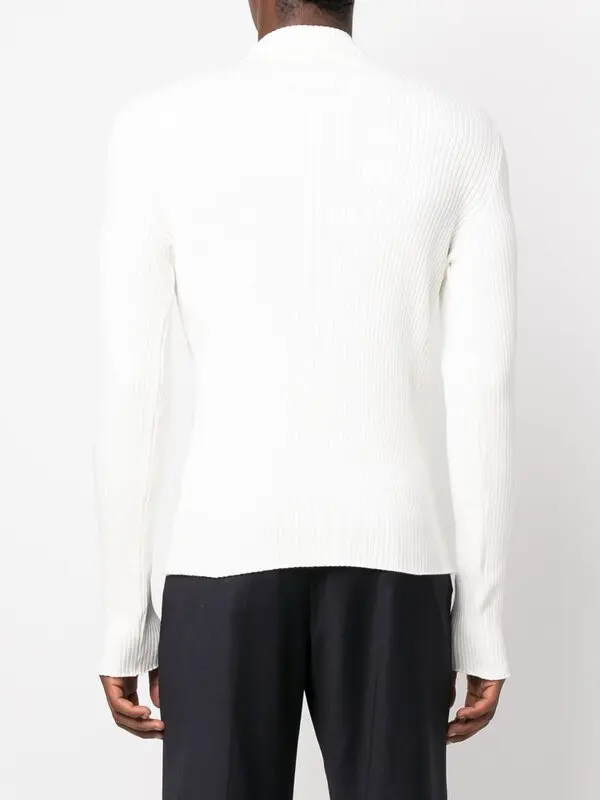 COURREGES Ribbed-knit Logo Patch Jumper - White