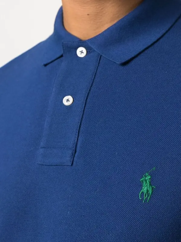 Polo Ralph Lauren Logo-embroidered Cotton Polo Shirt - Blue