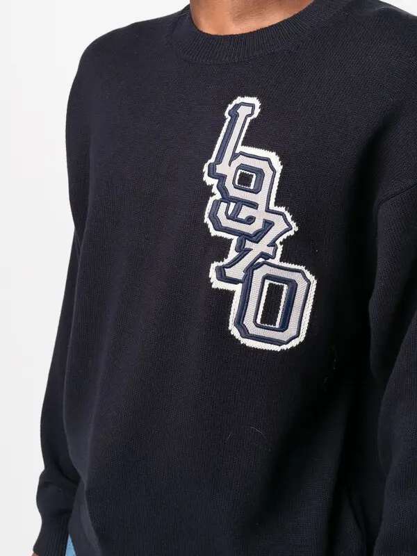 Kenzo Knitted Jumper With Varsity Logo - Blue