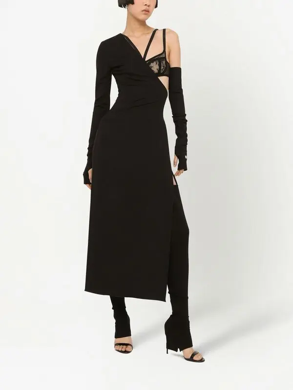 Dolce & Gabbana Detachable-sleeve One-shoulder Midi Dress