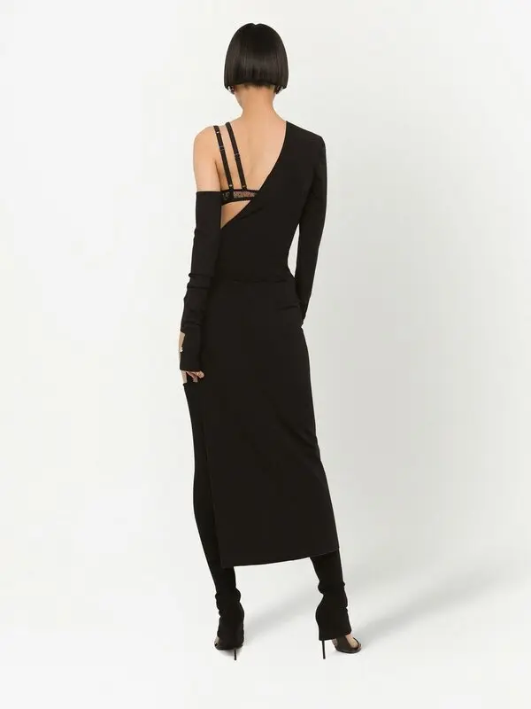 Dolce & Gabbana Detachable-sleeve One-shoulder Midi Dress