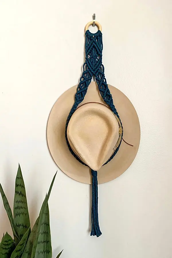 I WOULD RATHER KNOT Macrame Hat Hanger - April Showers Wash