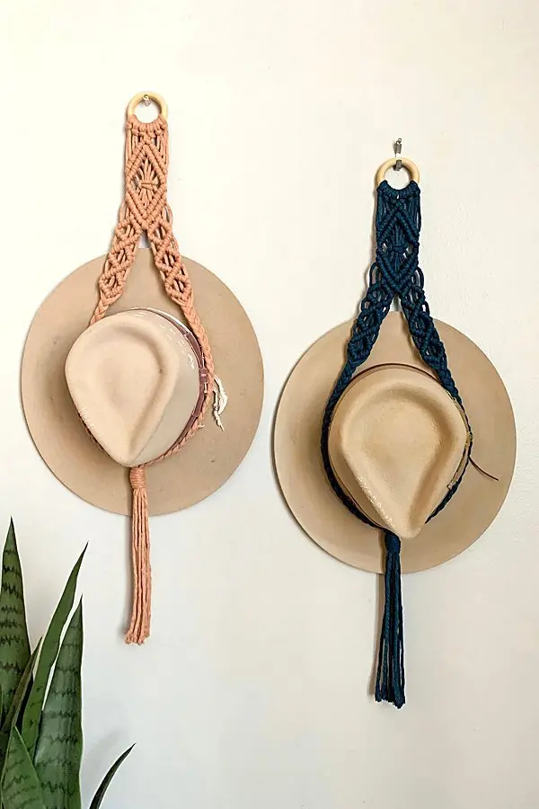 I WOULD RATHER KNOT Macrame Hat Hanger - April Showers Wash