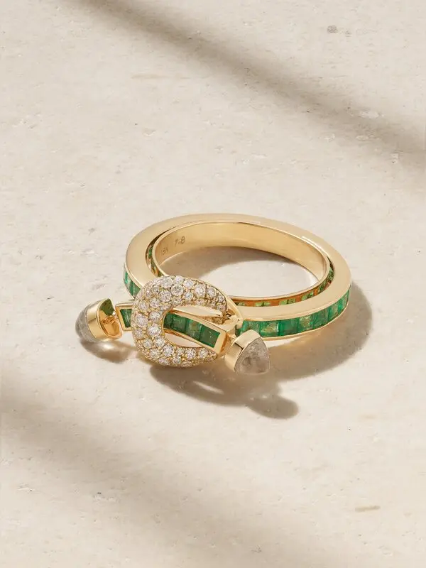 ANANYA Chakra 18-karat Multi-stone Ring - Green