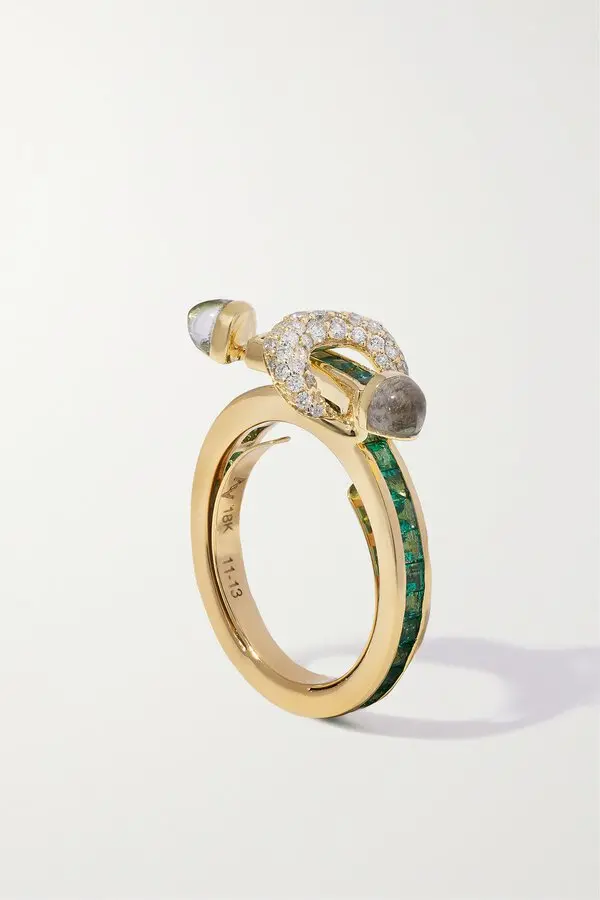 ANANYA Chakra 18-karat Multi-stone Ring - Green