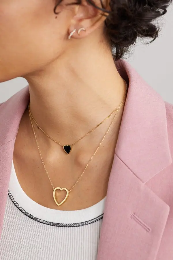 JENNIFER MEYER Mini Heart Onyx Necklace