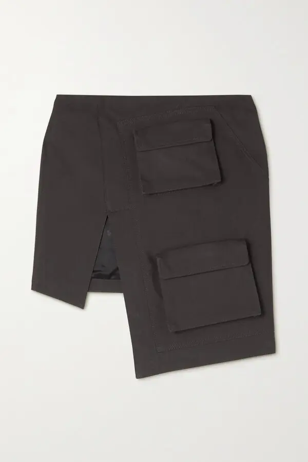 Off-White Asymmetric Cotton-blend Twill Mini Skirt - Gray