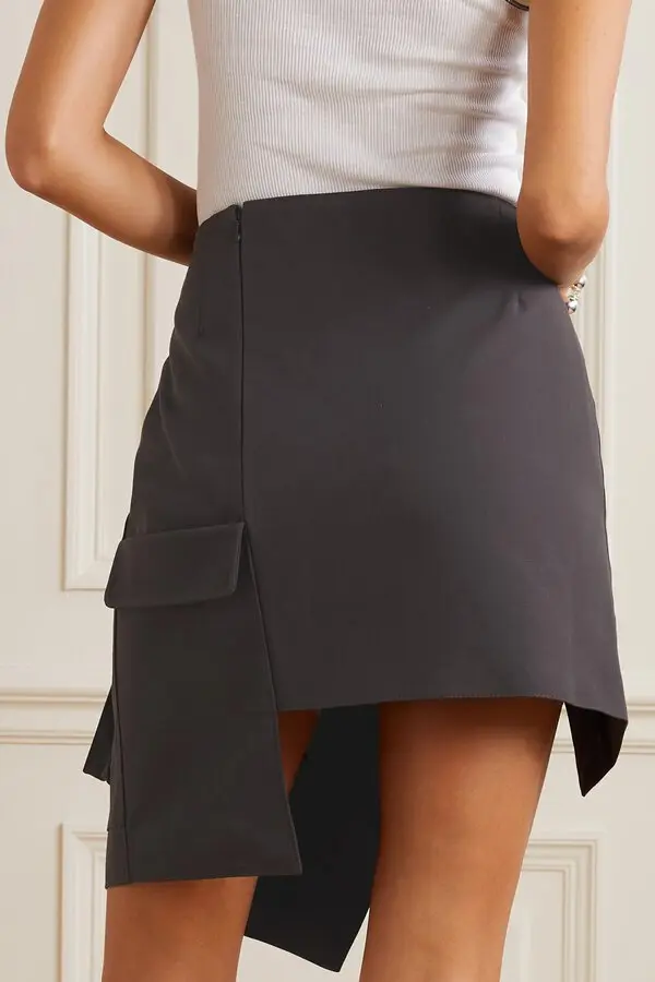 Off-White Asymmetric Cotton-blend Twill Mini Skirt - Gray