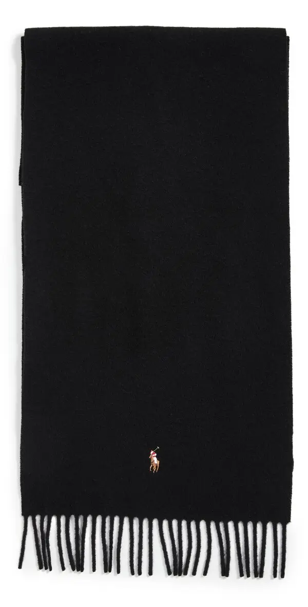 Polo Ralph Lauren Signature Italian Virgin Wool Scarf - Black