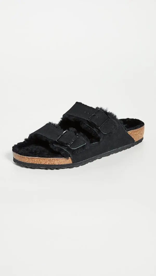 BIRKENSTOCK Arizona Shearling Sandals - Black Black